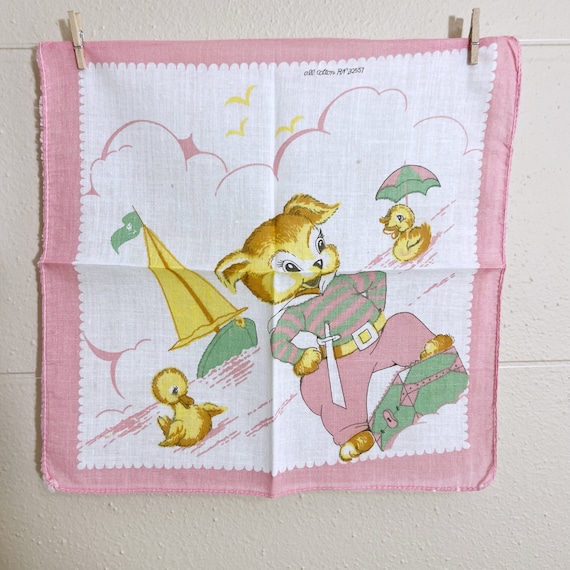 Vintage childrens handkerchief puppy - Gem