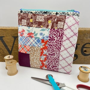 Vintage Log Cabin Quilt Pouch, Zippered Fabric Bag - Etsy
