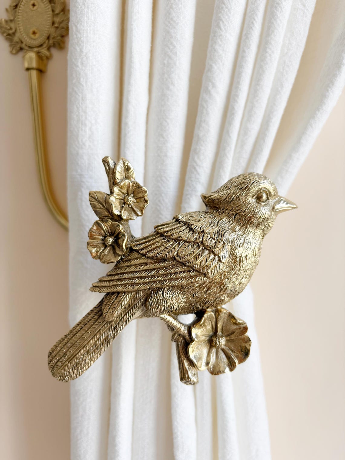 Bird Brass Curtain Hooks, Brass Hooks, Curtain Tie Straps, Curtain ...