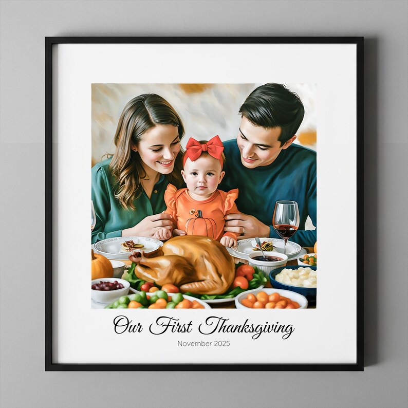 Custom First Thanksgiving Realistic Portrait From Photo, Personalized ...