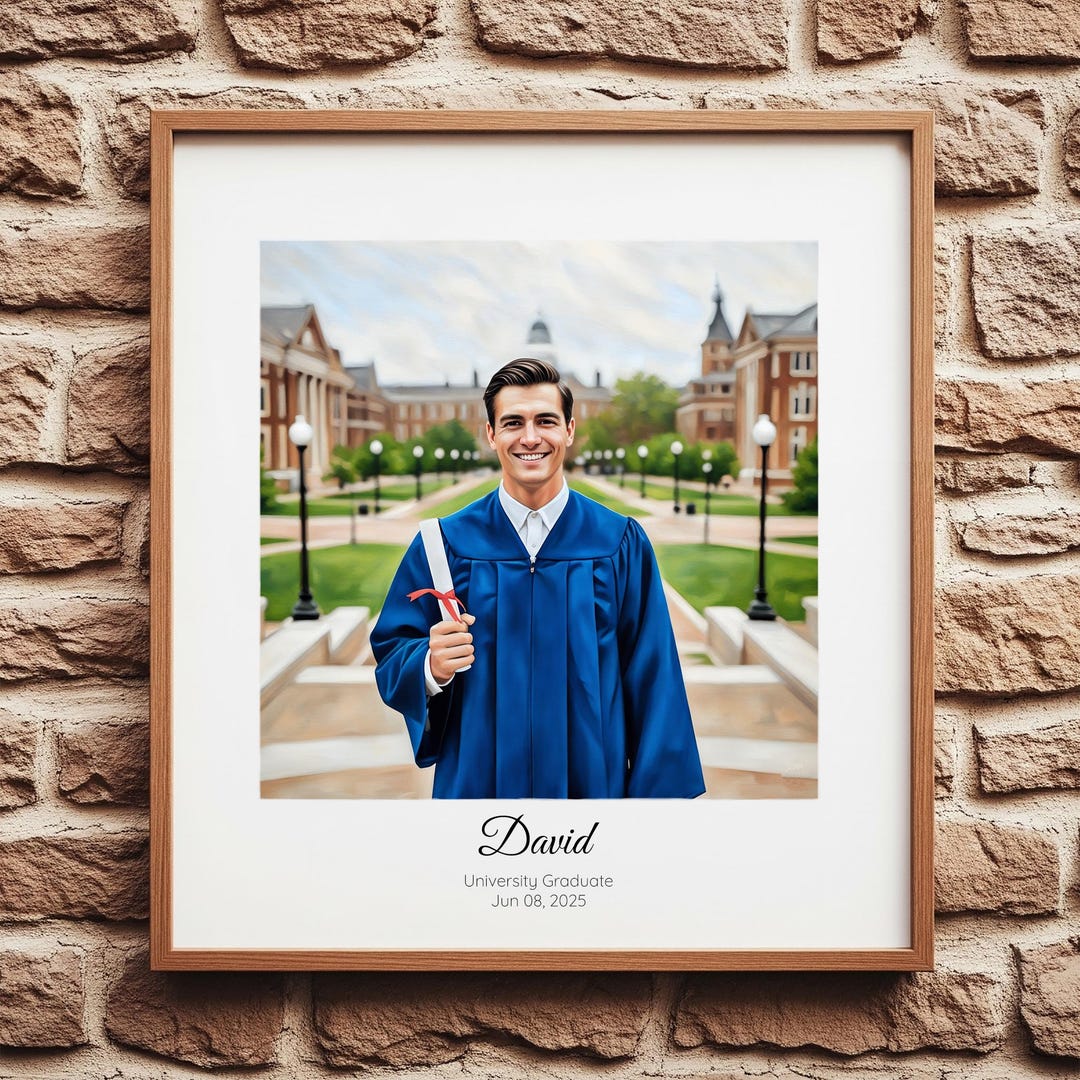 Custom Graduation Portrait, Personalized Watercolor Painting ...