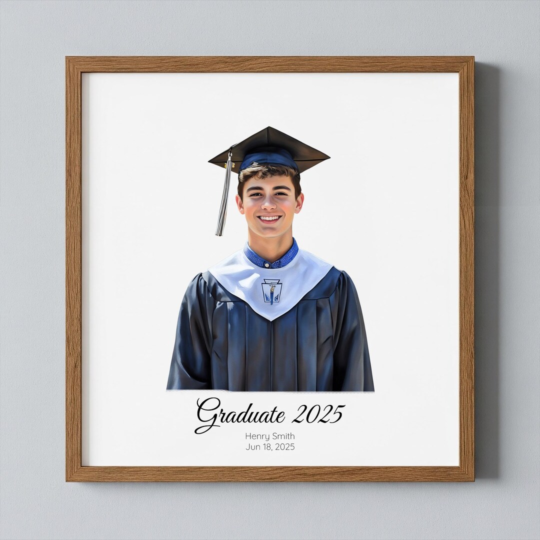 Custom Graduation Realistic Portrait From Photo, Personalized High ...