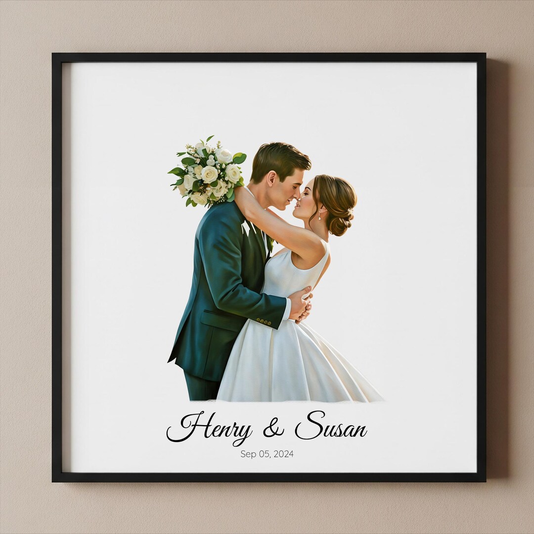 Custom Wedding Realistic Portrait From Photo, Personalized Wedding ...