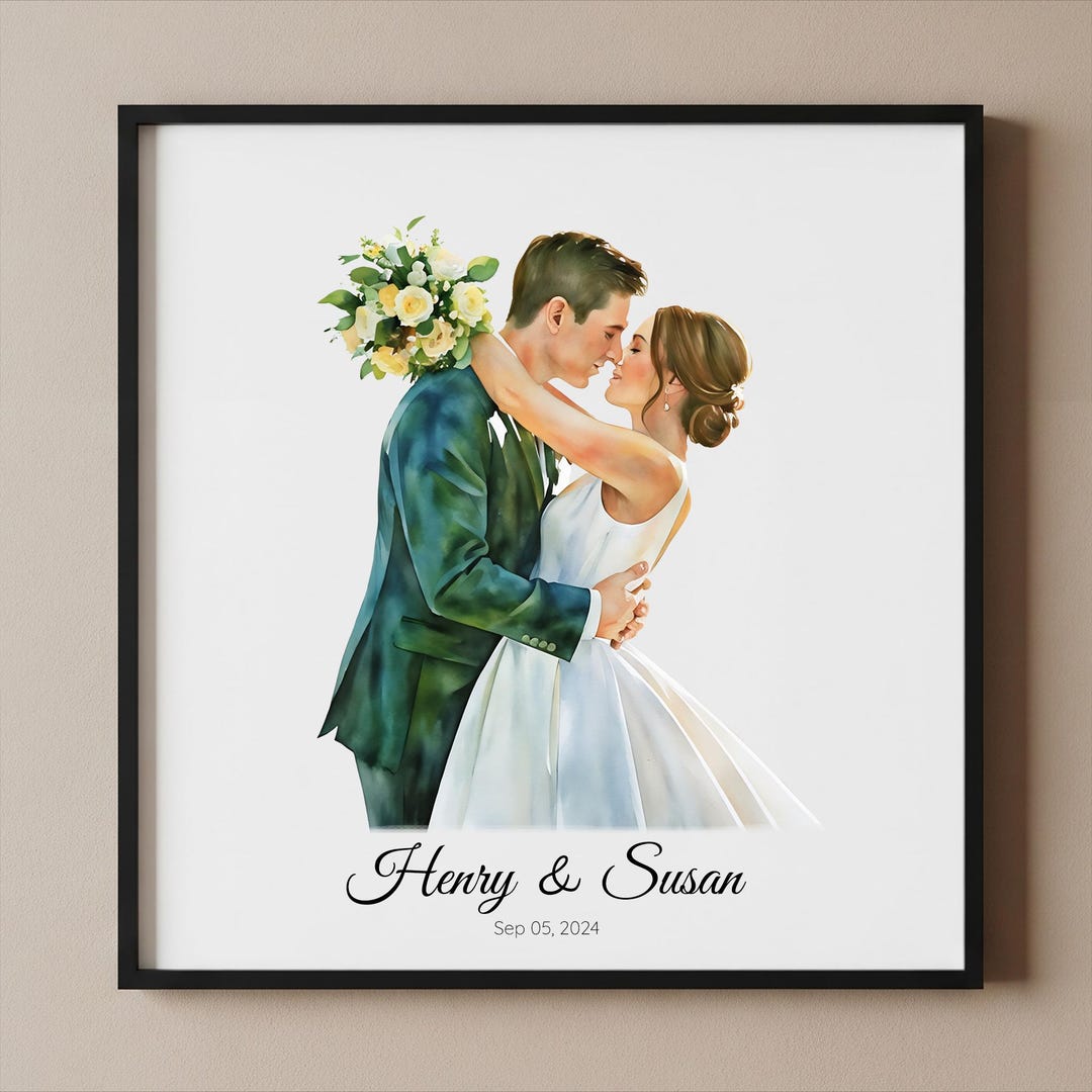 Custom Wedding Portrait, Watercolor Anniversary Gift (digital File ...