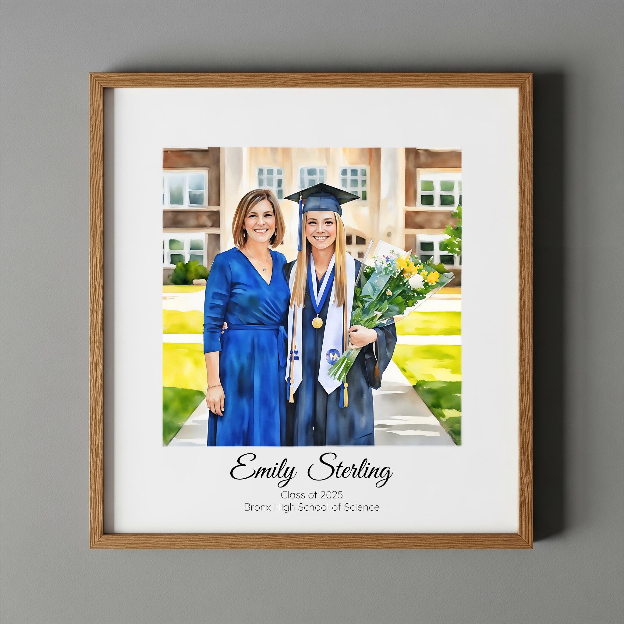 Custom Graduation Watercolor Painting From Photo, Personalized High ...