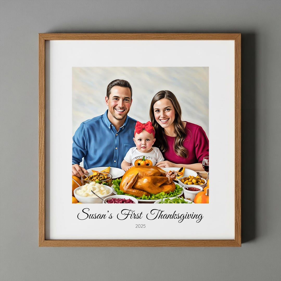 Custom First Thanksgiving Realistic Portrait From Photo, Personalized ...