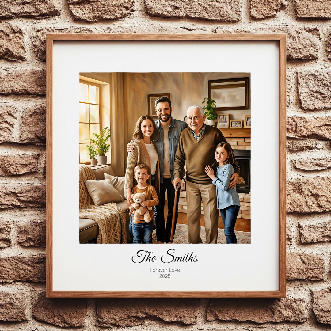 Custom Grandpa Realistic Portrait From Photo, Personalized Watercolor ...