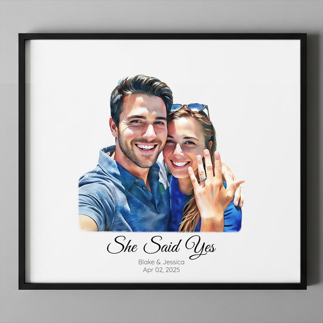 Custom Engagement Watercolor Painting From Photo, Personalized Engaged ...