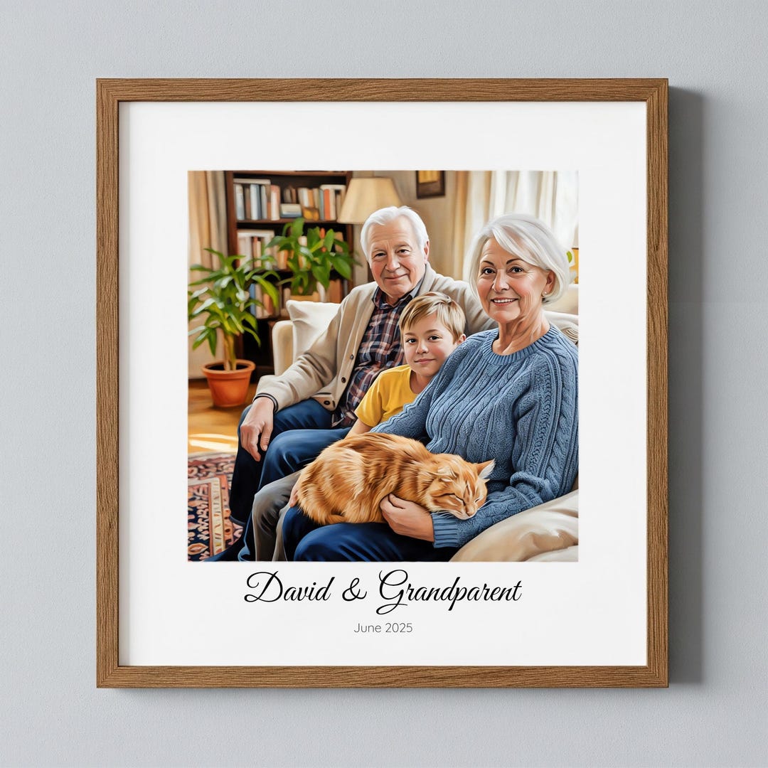 Custom Grandparent Realistic Portrait From Photo, Personalized ...