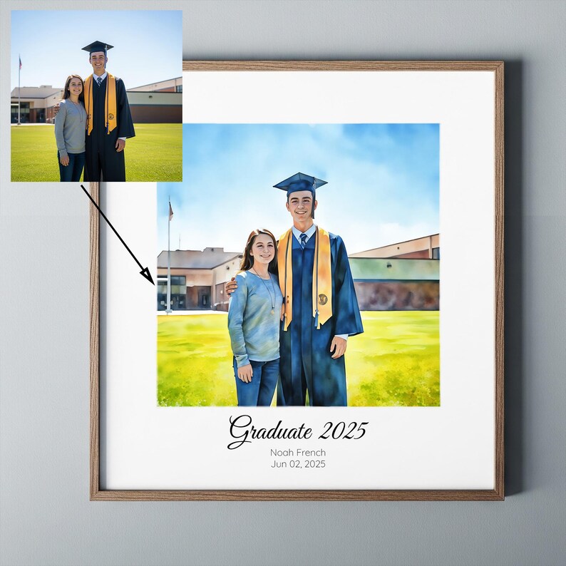 Custom Graduation Watercolor Painting From Photo, Personalized High ...