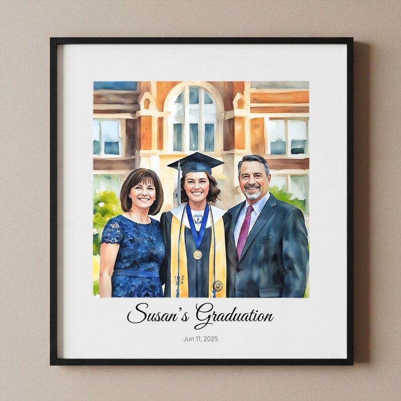Custom Graduation Watercolor Painting From Photo, Personalized High ...