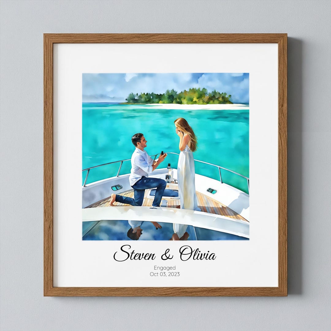 Custom Engagement Watercolor Painting From Photo, Personalized Engaged ...