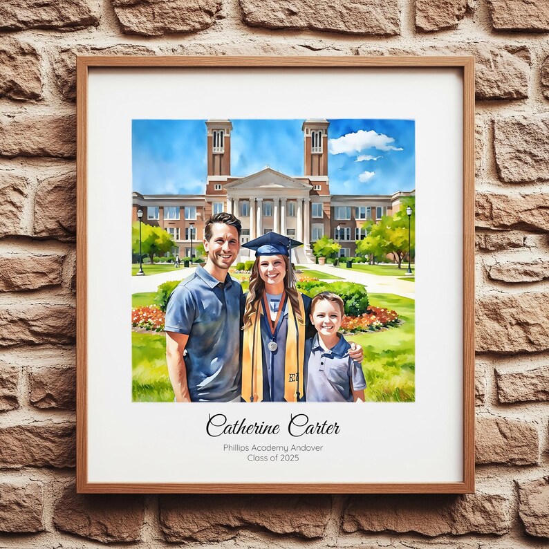 Custom Graduation Watercolor Painting From Photo, Personalized High ...