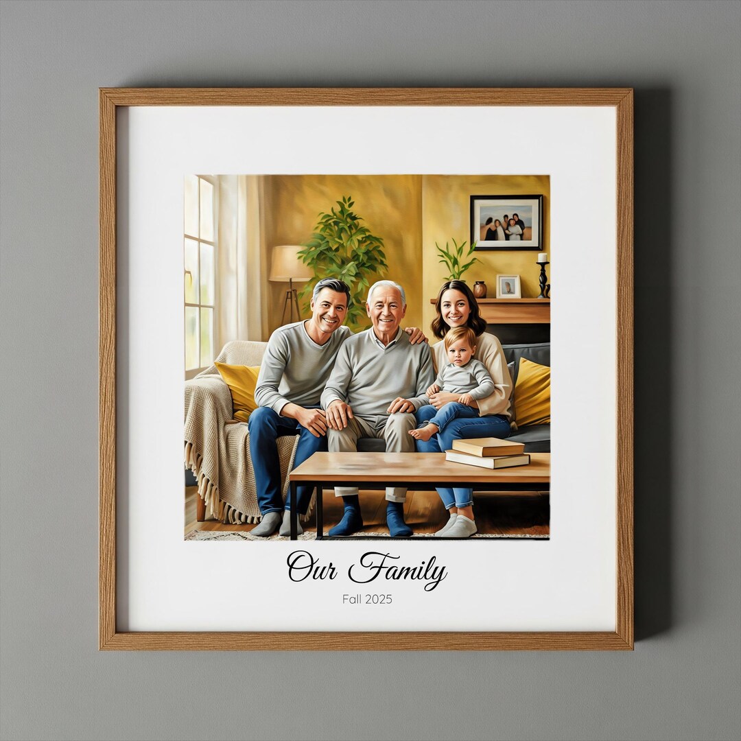 Custom Grandpa Realistic Portrait From Photo, Personalized Watercolor ...