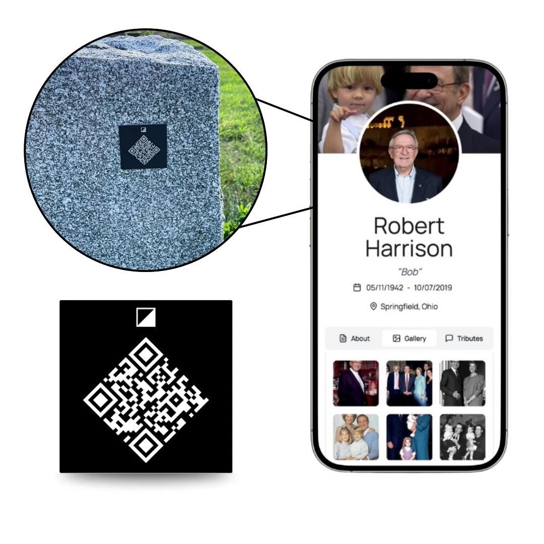 QR Memorial Plaque and Memorial Webpage for Cemetery Headstone Grave ...