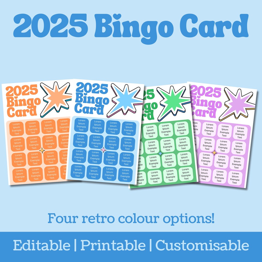 2025 Bingo Card - Goal Setting New Years Resolution Printable Activity ...