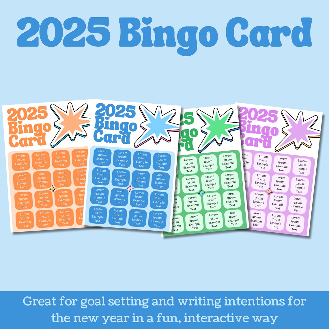 2025 Bingo Card - Goal Setting New Years Resolution Printable Activity ...