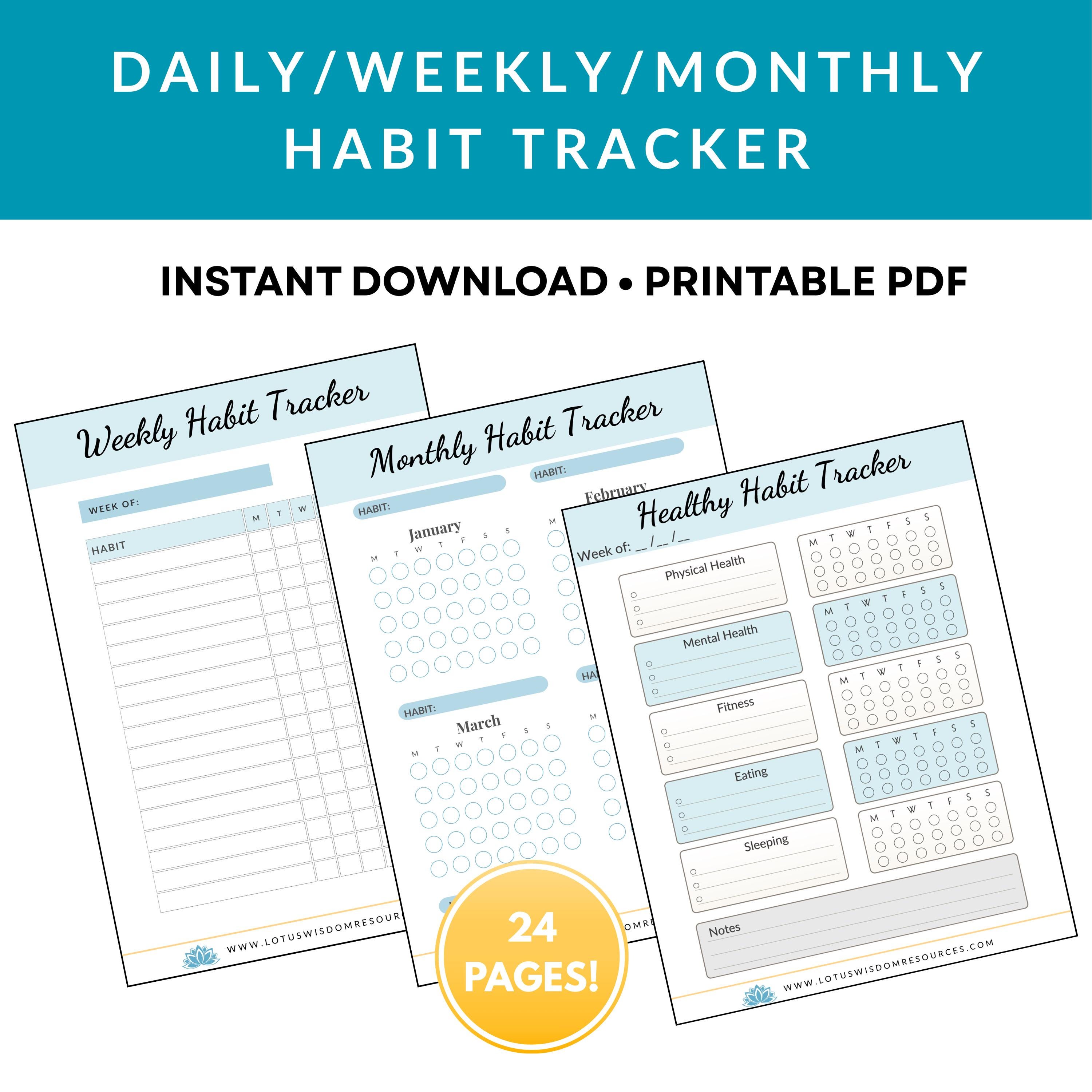 Habit Tracker Printable | Daily, Weekly & Monthly | Mindful Routine ...