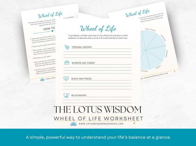Wheel of Life Printable Worksheet | Self-reflection & Goal Setting ...