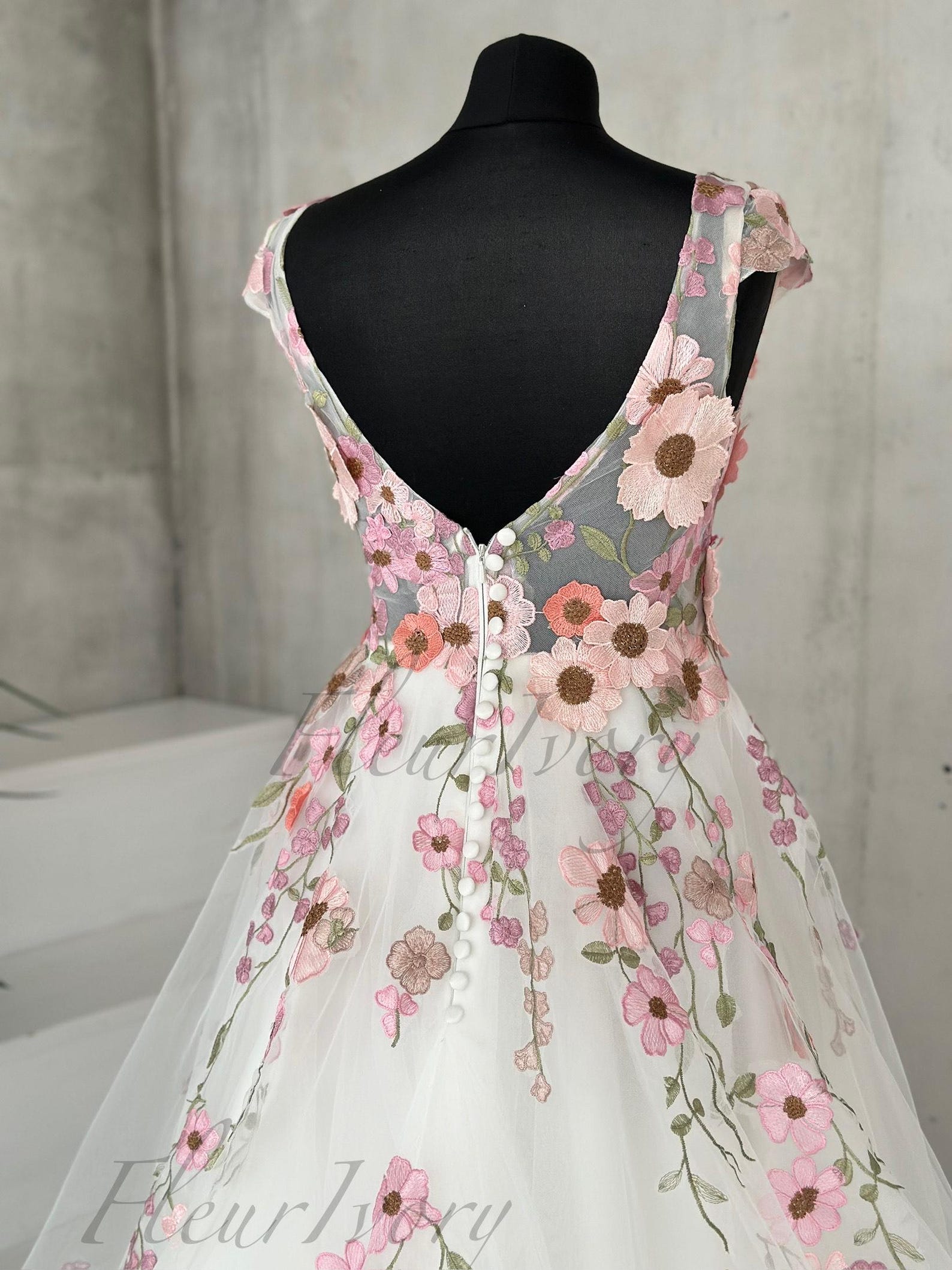Colorful Floral Wedding Dress, A-line 3D Flower Bridal Gown, Fairy ...