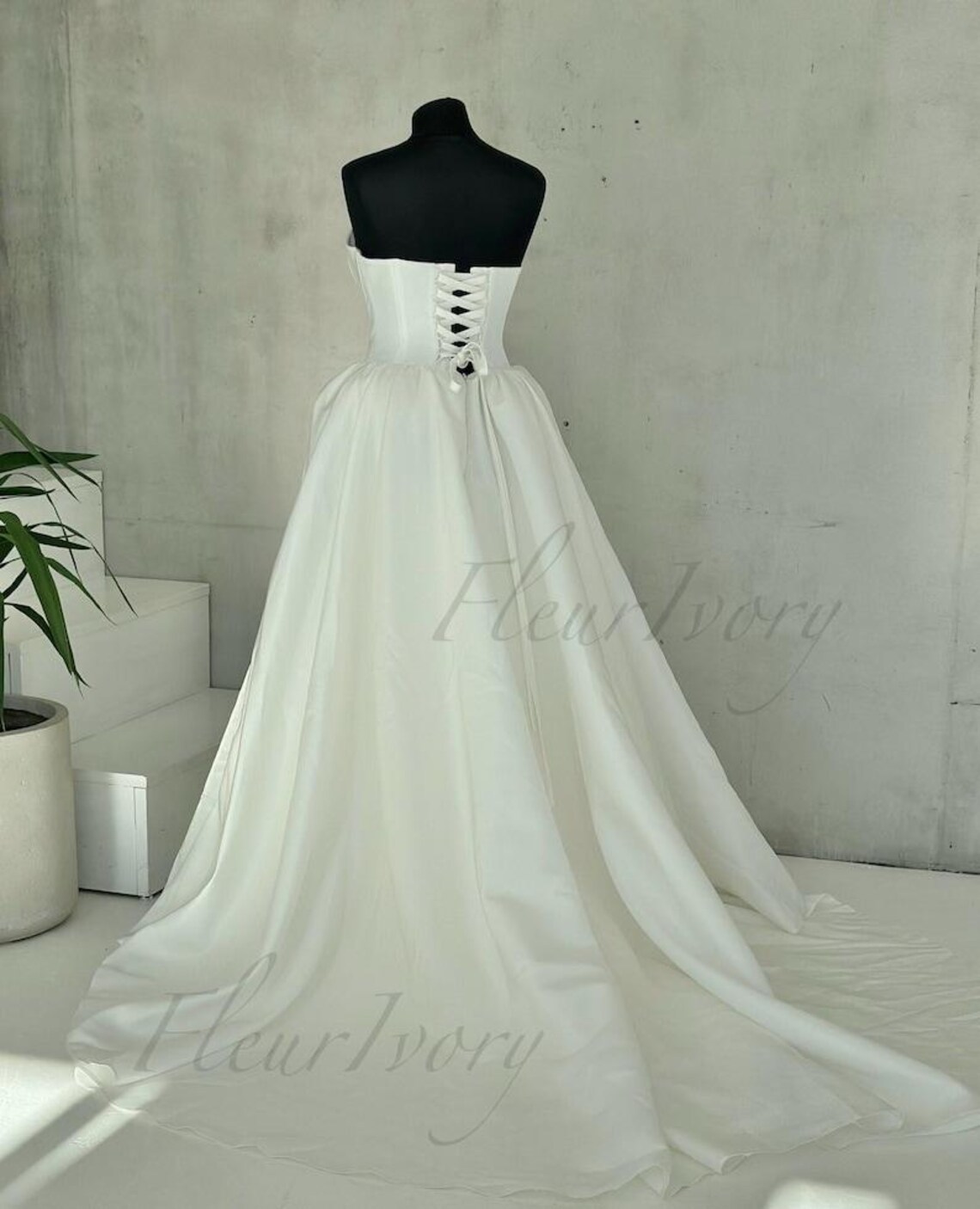 Satin Ball Gown Wedding Dress, Strapless Basque Waist Corset - Etsy