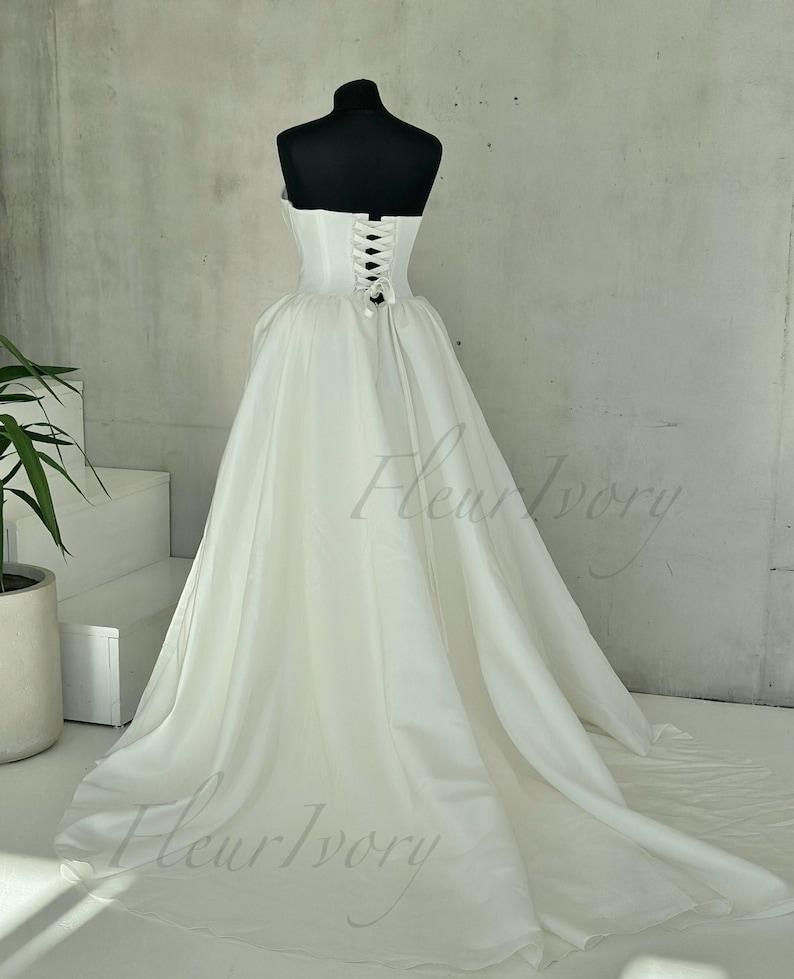Satin Ball Gown Wedding Dress, Strapless Basque Waist Corset - Etsy