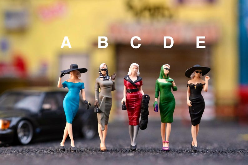 Miniature Figure Retro Glamour Scale 1/64 or 1/87 for Diecast and ...