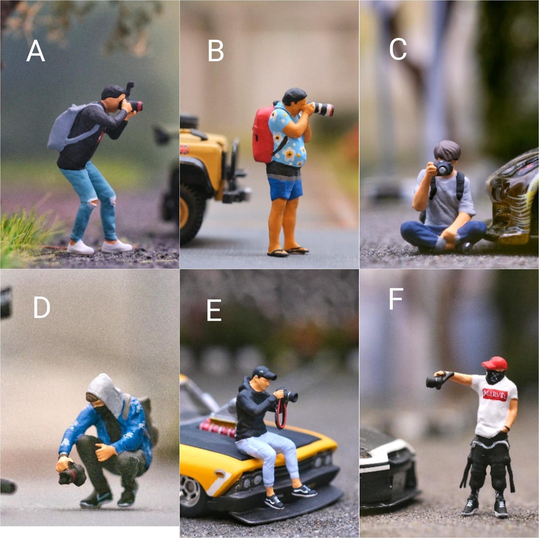 Miniature Figure JDM Photographer Style Scale 1/64 or 1/87 for Diecast ...