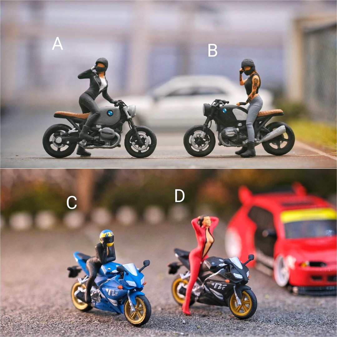 Miniature Figure Woman With Super Bike Scale 1/64 or 1/87 for Diecast ...