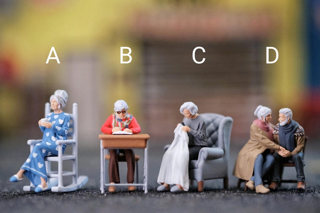 Miniature Figure Grandma Activity Scale 1/64 or 1/87 for Diecast and ...