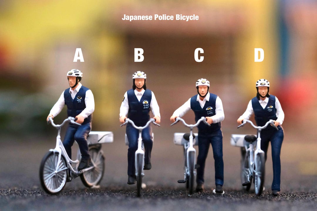 Miniature Figure Japanese Police Bicycle Scale 1/64 or 1/87 for Diecast ...