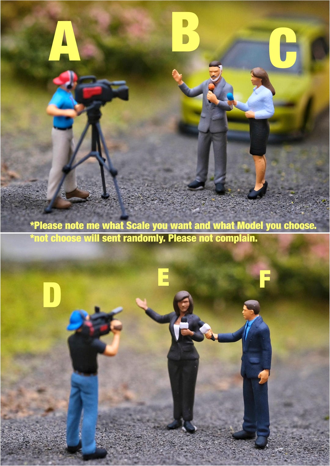 Miniature Figure TV Reporter Crew Scale 1/64 or 1/87 for Diecast and ...