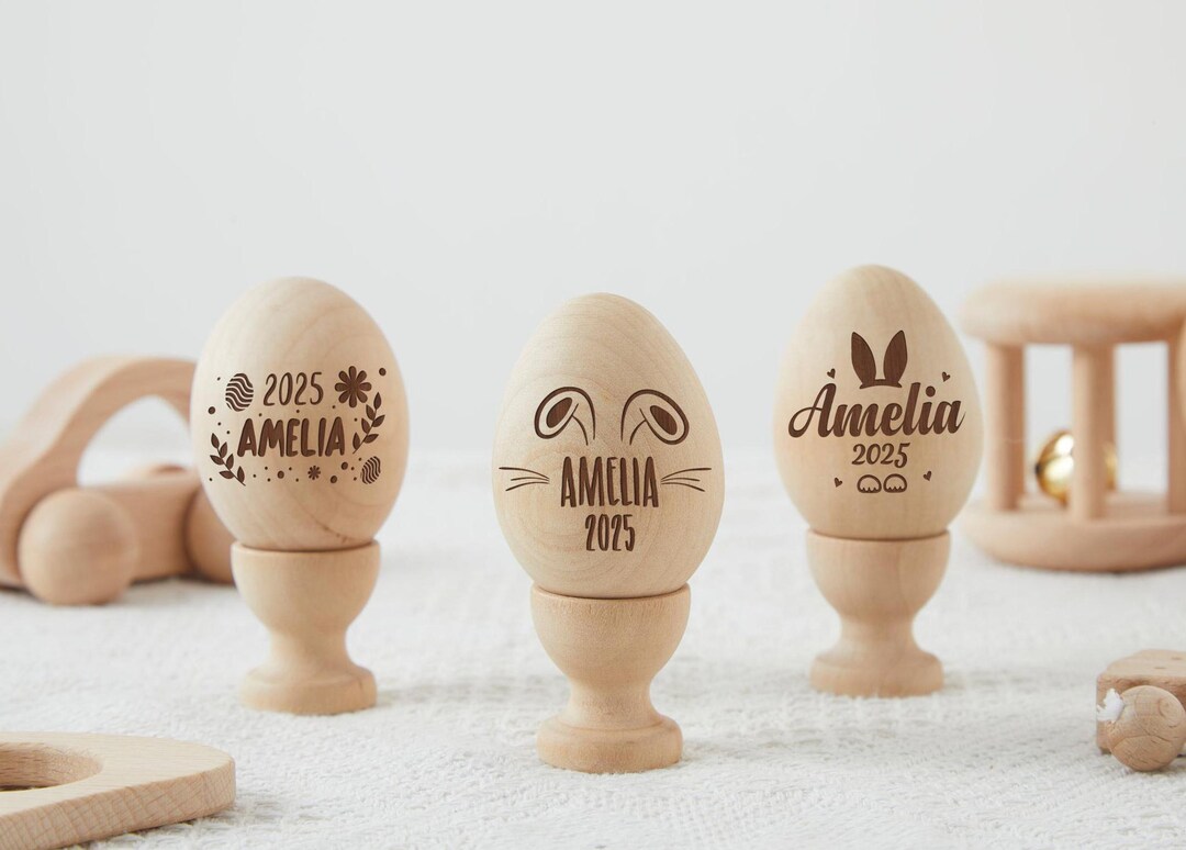 Wooden Easter Eggs, Engraved Wooden Egg, Babys First Easter, Custom ...