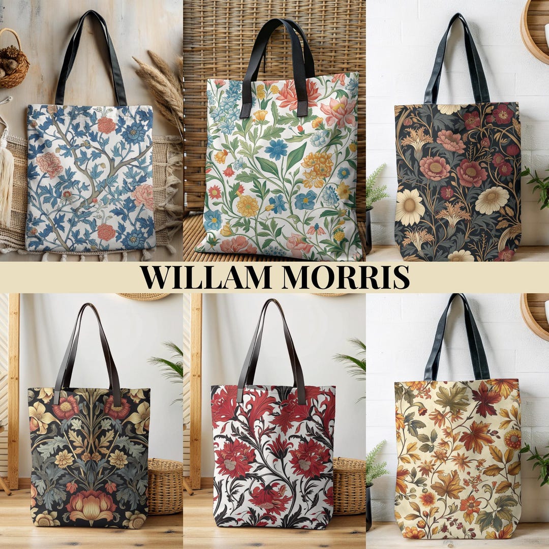 William Morris Tote Bag: Vintage Floral Art Nouveau Print - Etsy
