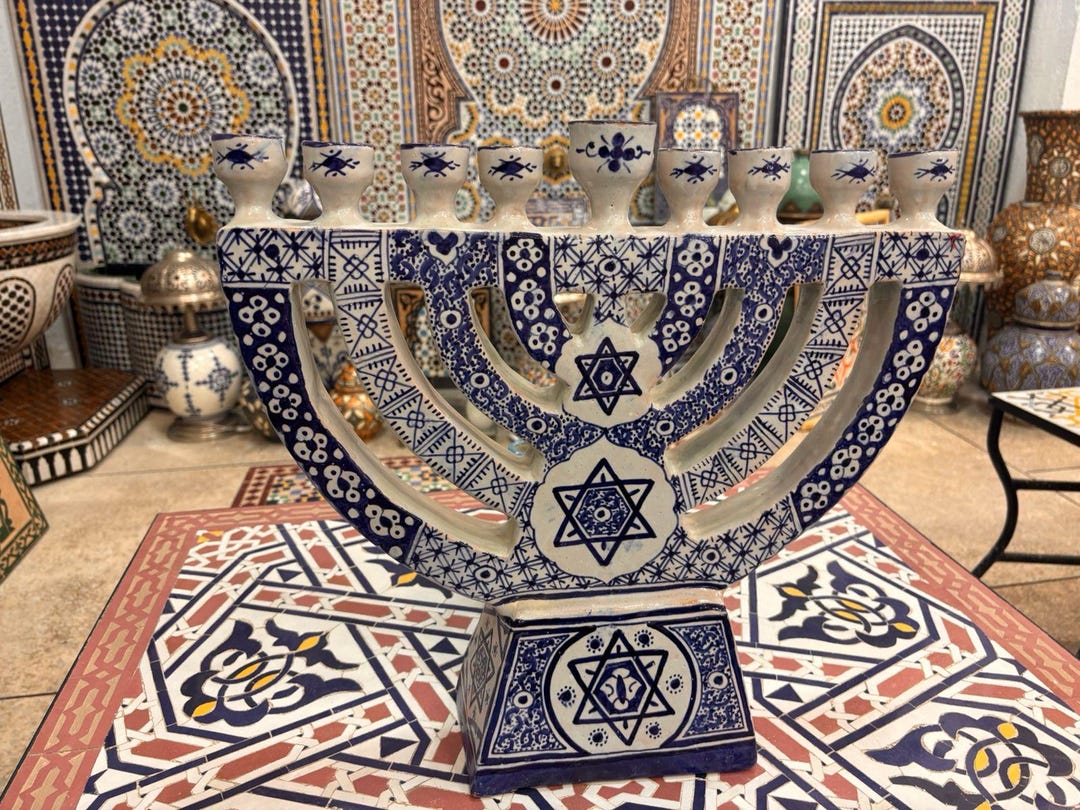 Handcrafted Moroccan Ceramic Menorah free Delivery - Etsy