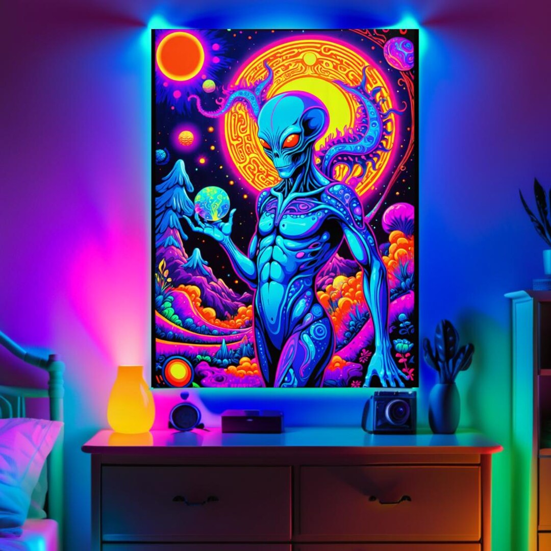 Alien Blacklight Poster, Matte Vertical Poster for Dorm Room Decor ...