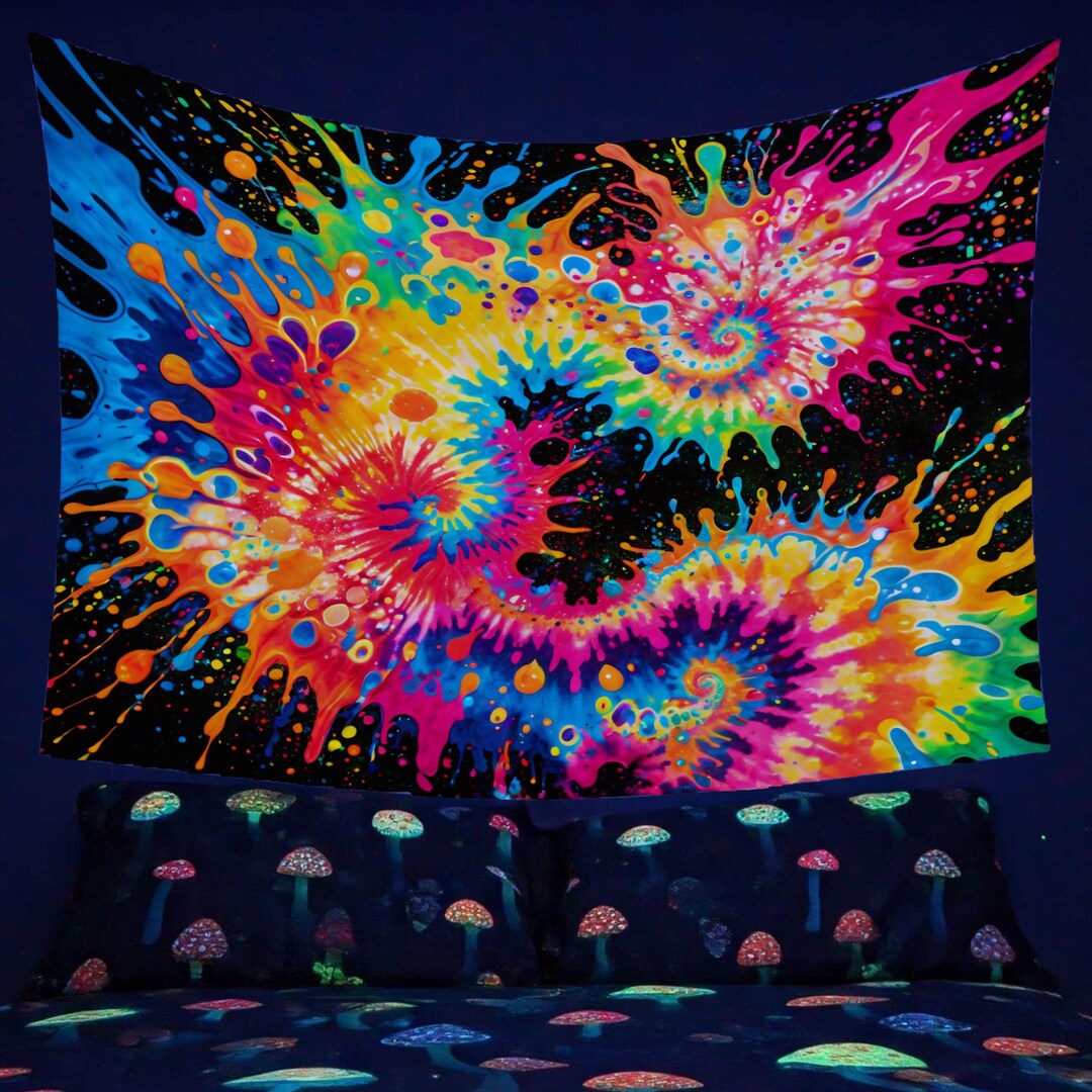 Paint Splatter Tie Dye Wall Tapestry, Hippie Boho Room Decor, Dorm Wall ...