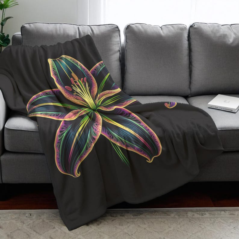 Lilly Flower Blanket, Velveteen Plush Blanket, , Soft Throw Blanket ...
