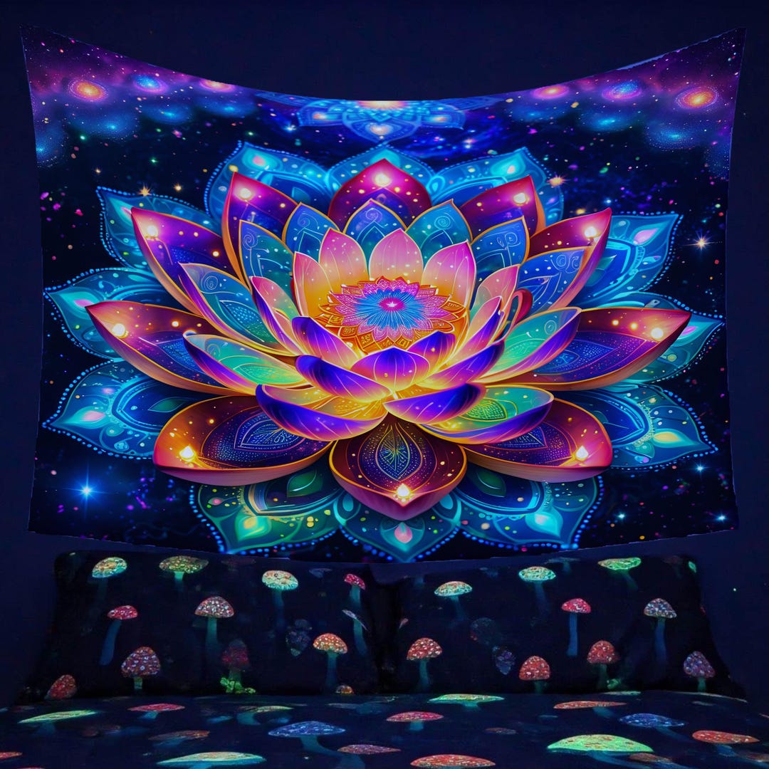 Lotus Flower Indoor Wall Tapestries, Home Decor, Boho Tapestry, Floral ...
