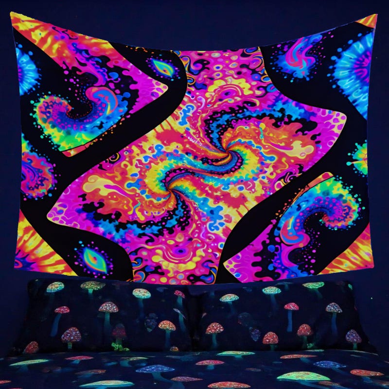 Blacklight Hippie Poster - Etsy UK