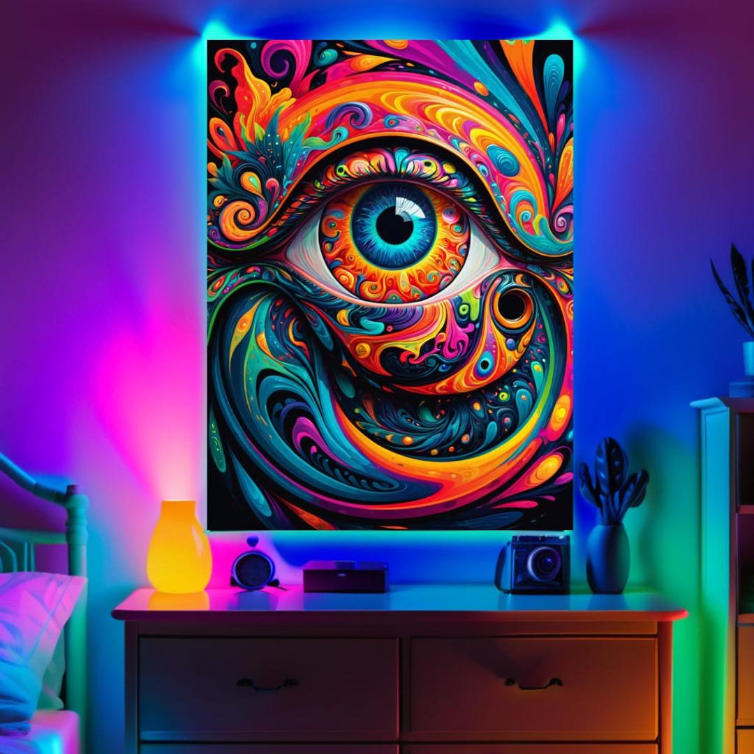 Hippie Eyeball Poster, Rainbow Matte Vertical Wall Art, Unique ...