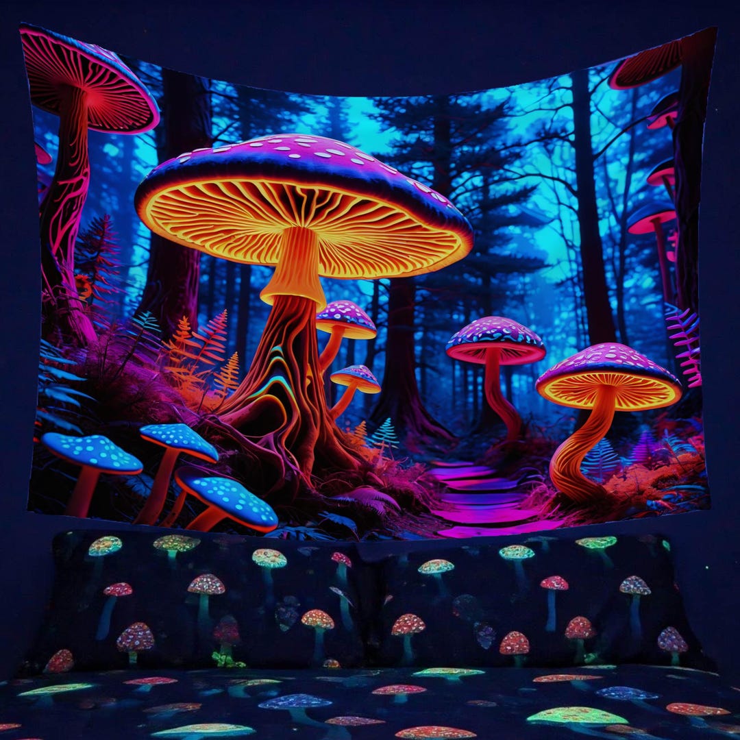 Mushroom Tapestry, Fungal Wall Art, Enchanted Forest Tapestries ...