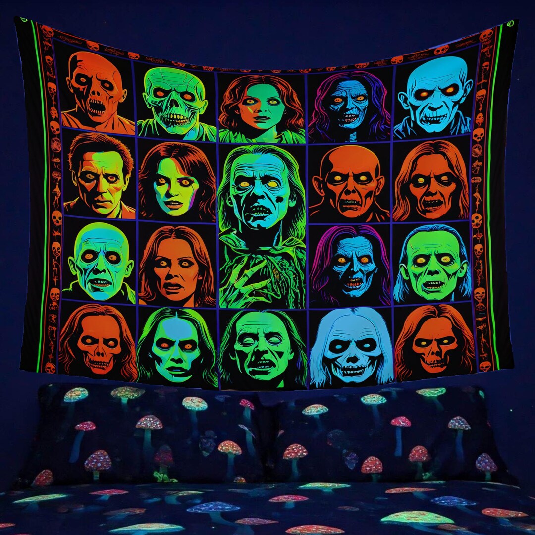 Horror Zombie Faces Indoor Wall Tapestries, Halloween Tapestry, Creepy ...