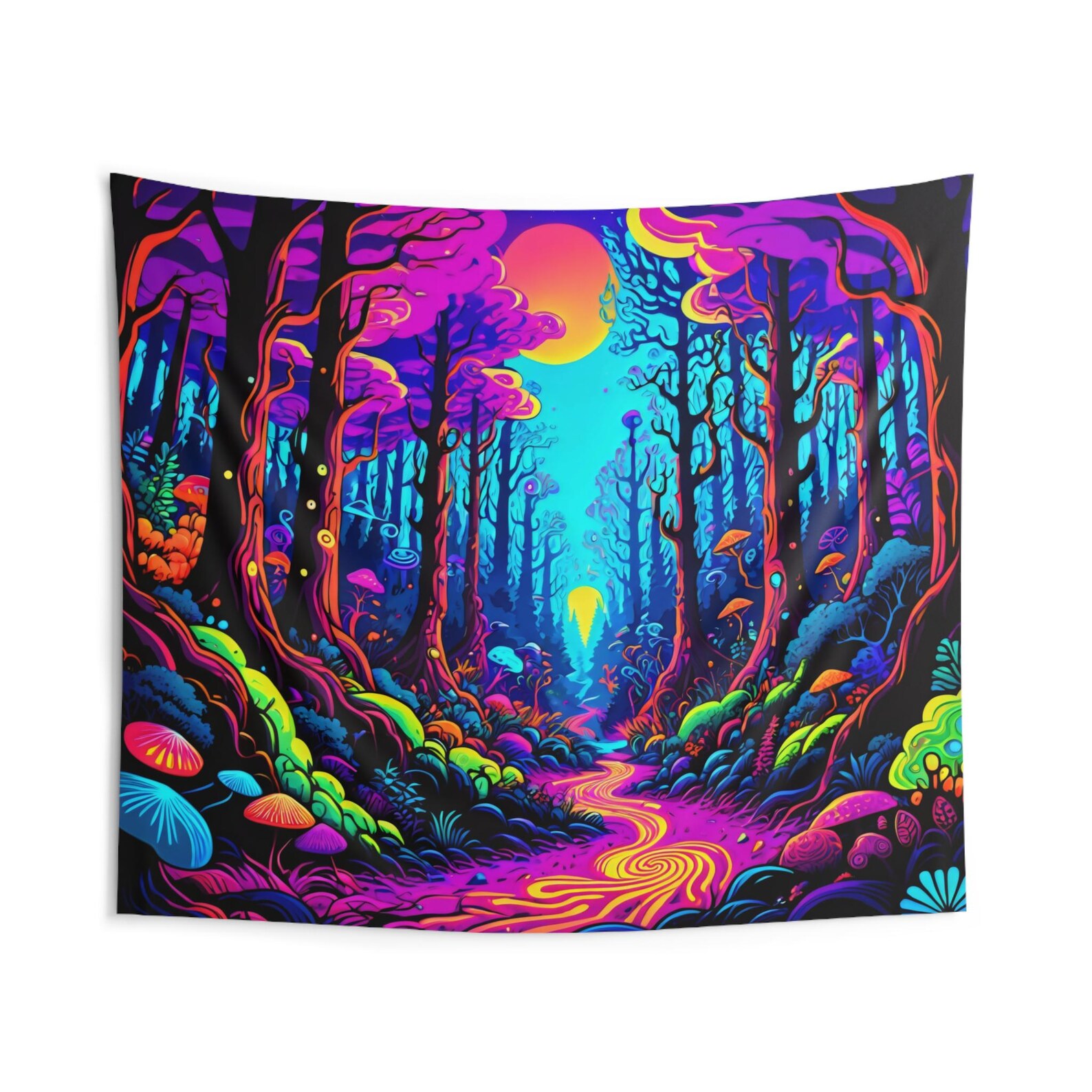 Magical Forest Indoor Wall Tapestries, Glow Art Decor, Fantasy Hanging ...