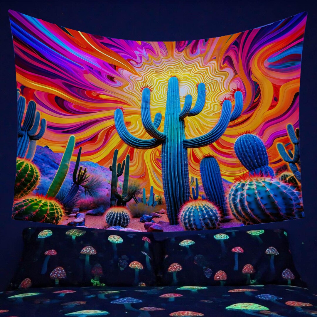 Trippy Hippie Cactus Wall Art, Vibrant Colors, Valentine's Day Gift ...