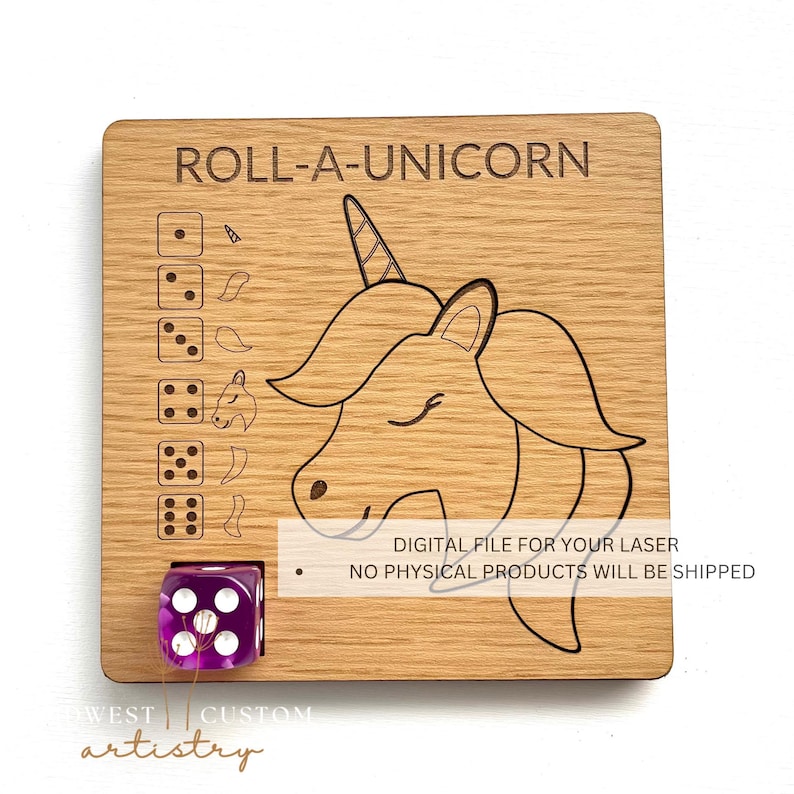Roll-a-unicorn SVG Laser Game File - Etsy