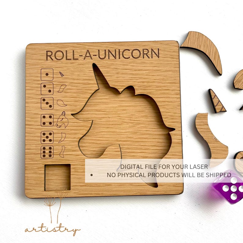 Roll-a-unicorn SVG Laser Game File - Etsy