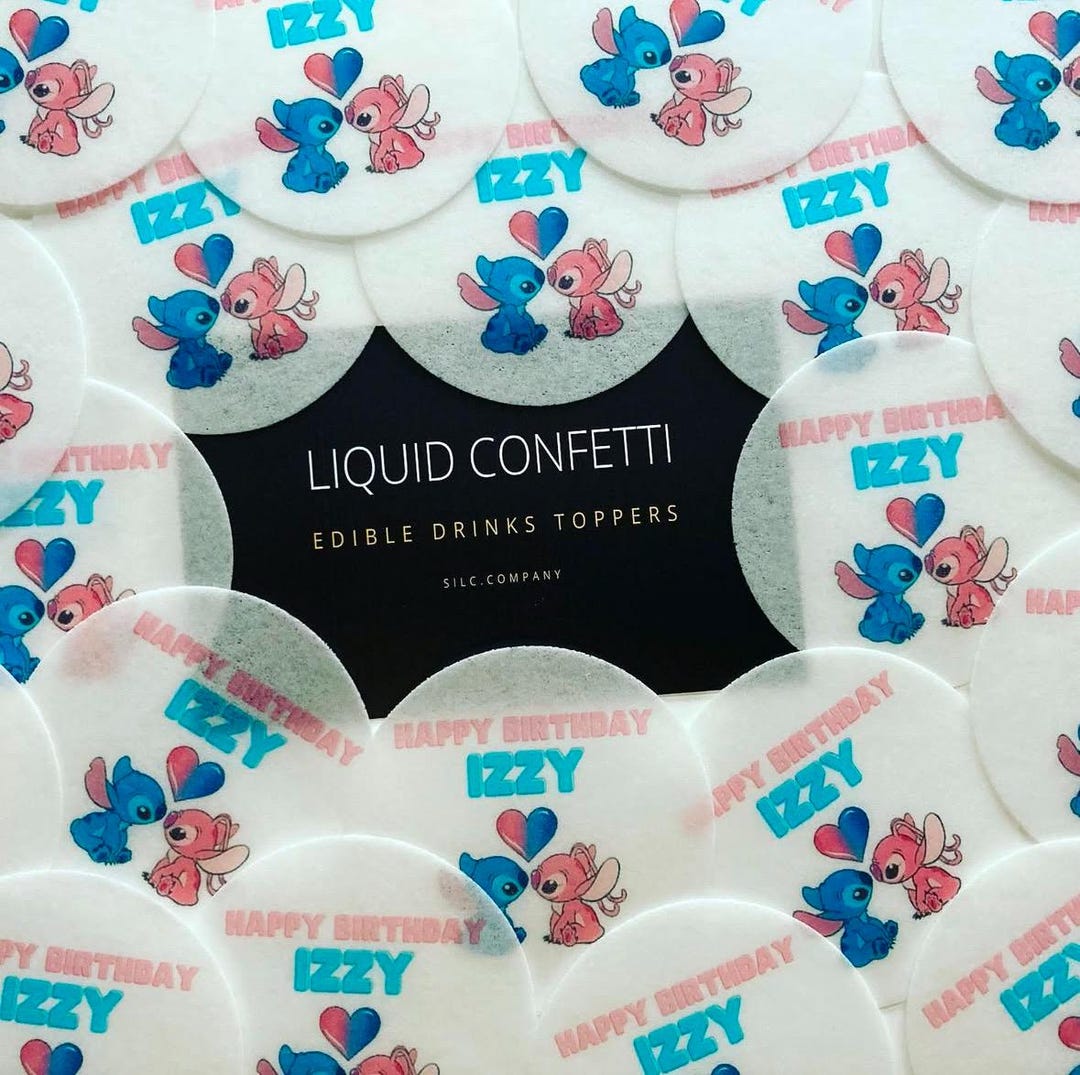 STITCH Theme Edible Drinks Toppers - Free Personalisation - Etsy