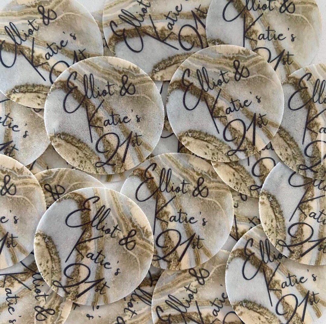 Neutral Marble Edible Drinks Toppers - Free Personalisation - Etsy