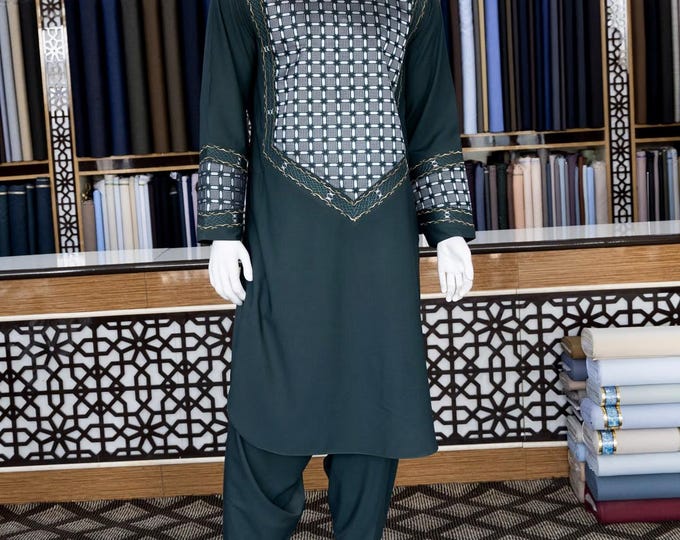 Traditional Afghan Perahan O Tunban for Men – Elegant Green With ...